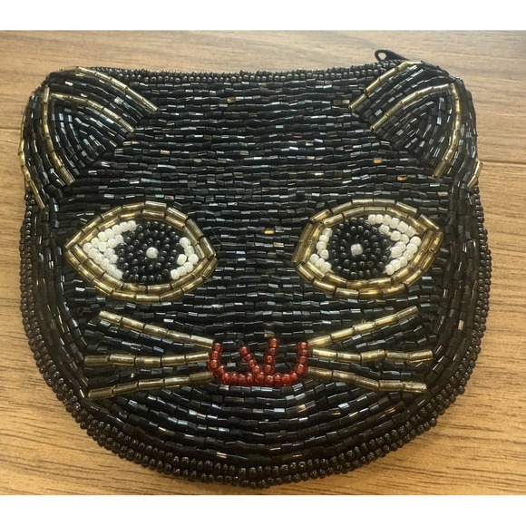 The Unbranded Brand | Bags | Vintage Beaded Black Cat Coin Purse | Poshmark